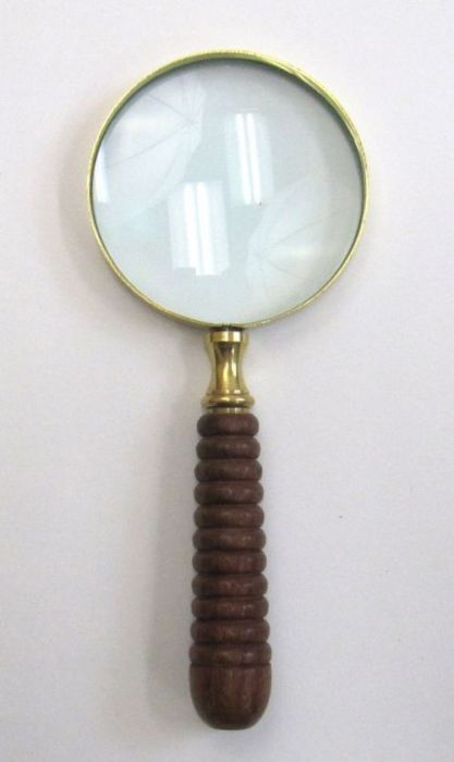 Brass Magnifying Glass with Wooden Handle Handheld 7.25" - Welcome to ...